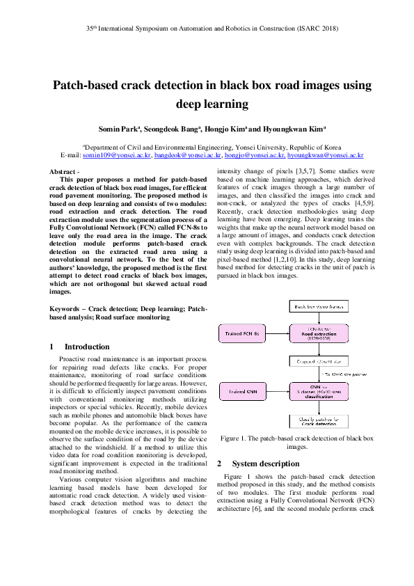 Pdf Patch Based Crack Detection In Black Box Road Images Using Deep