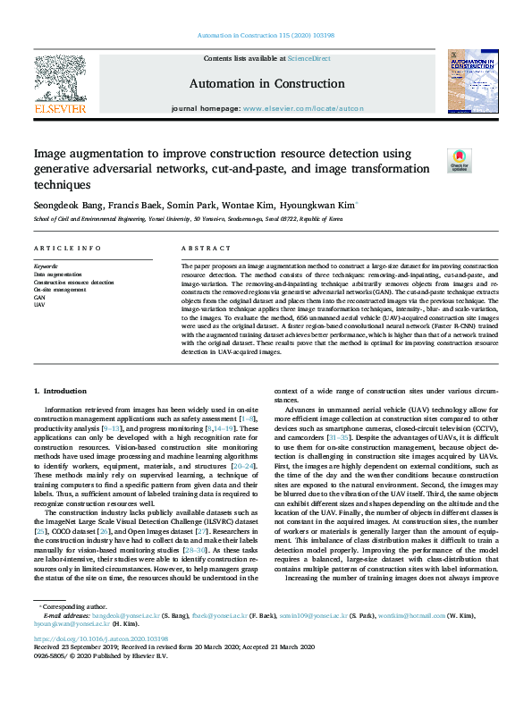 Pdf Image Augmentation To Improve Construction Resource Detection Using Generative Adversarial