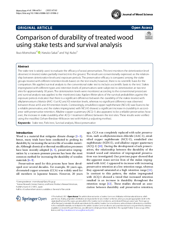 (PDF) Comparison of durability of treated wood using stake tests and ...