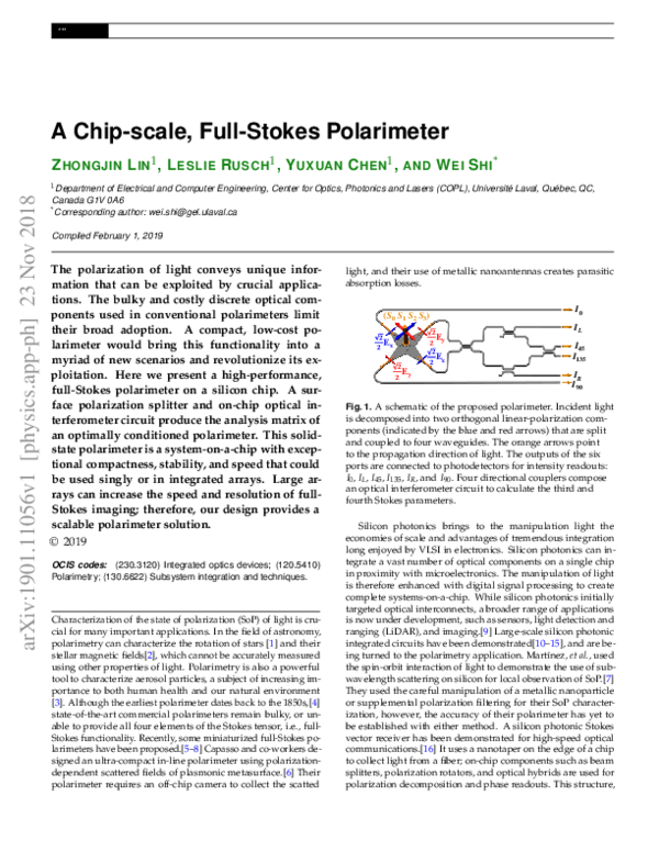 (PDF) Chip-scale, full-Stokes polarimeter