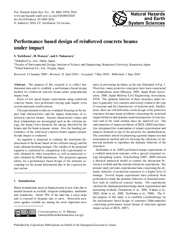 (PDF) Performance based design of reinforced concrete beams under impact