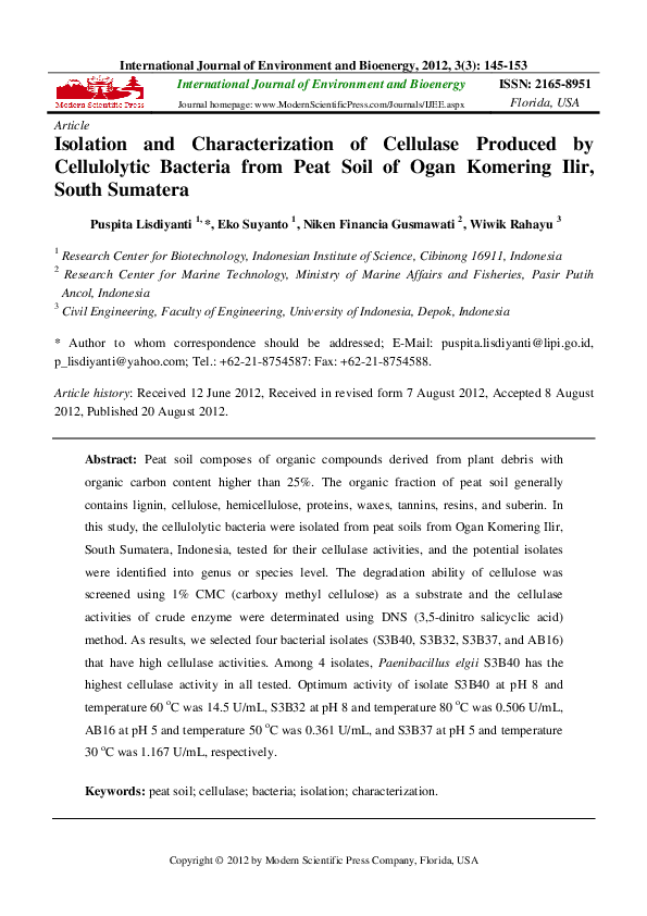 (PDF) Isolation and Characterization of Cellulase Produce d by ...
