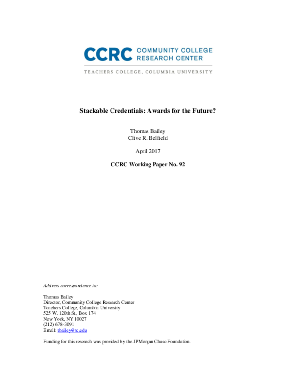(PDF) Stackable Credentials: Awards for the Future?