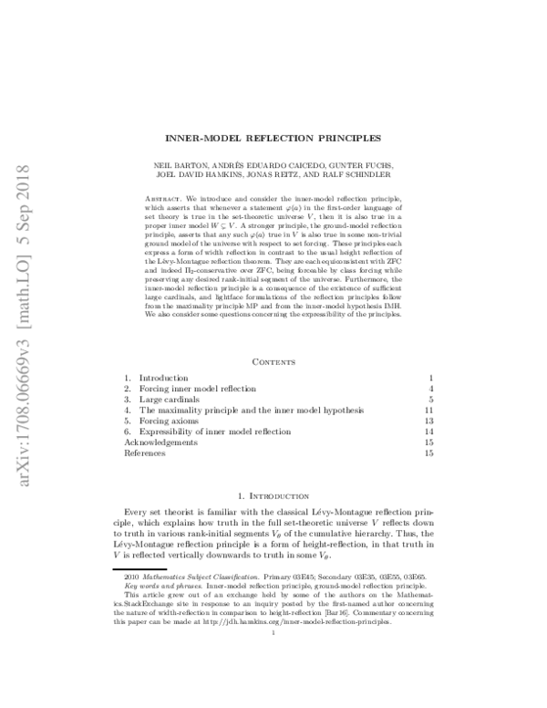 (PDF) Inner-model reflection principles