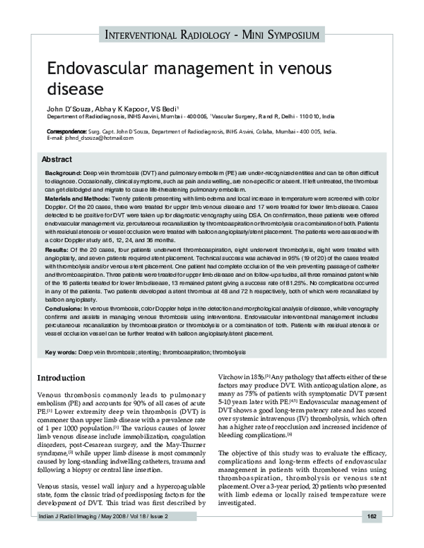 (PDF) Endovascular management in venous disease