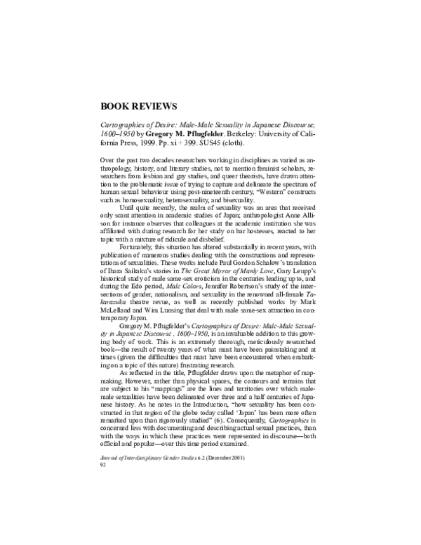 (PDF) Cartographies of Desire: Male-Male Sexuality in Japanese ...