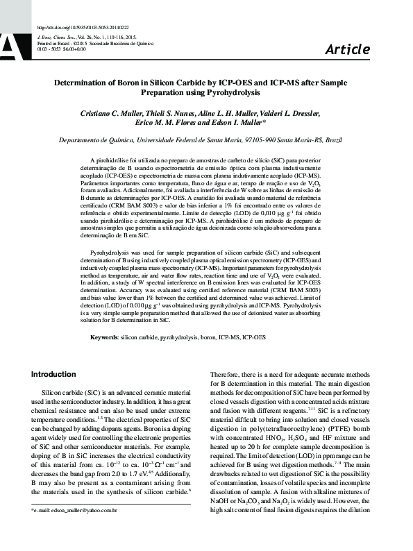(PDF) Determination of Boron in Silicon Carbide by ICP-OES and ICP-MS ...
