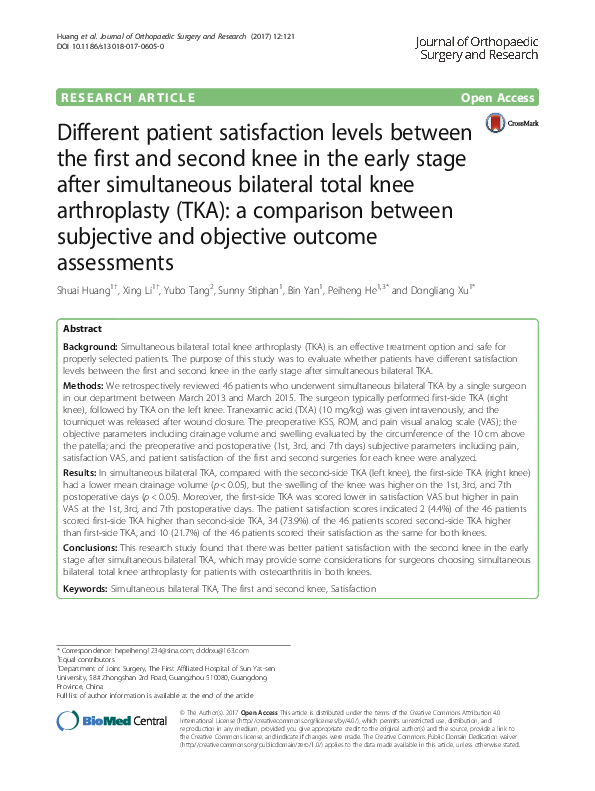Pdf Different Patient Satisfaction Levels Between The First And