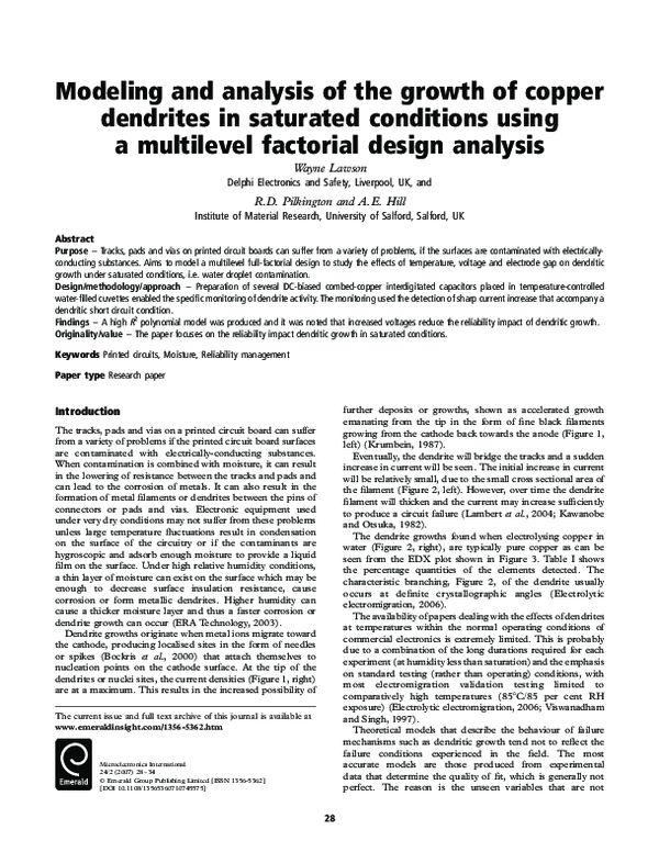 (PDF) Modeling and analysis of the growth of copper dendrites in ...