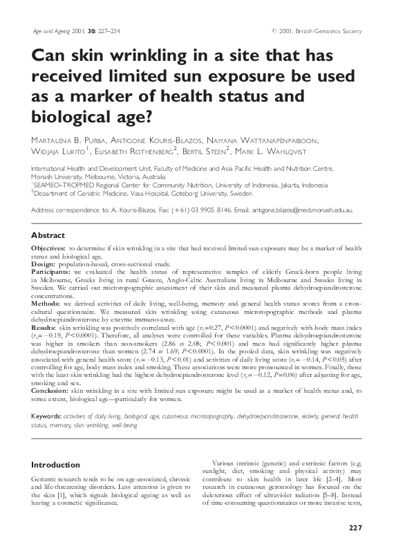 (PDF) Can skin wrinkling in a site that has received limited sun ...
