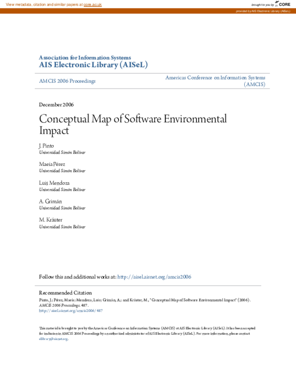 (PDF) Conceptual map of software environmental impact