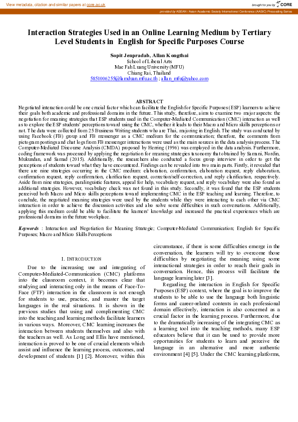 (PDF) Interaction Strategies Used in an Online Learning Medium by ...
