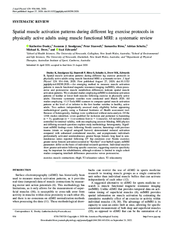 (PDF) Spatial muscle activation patterns during different leg exercise ...