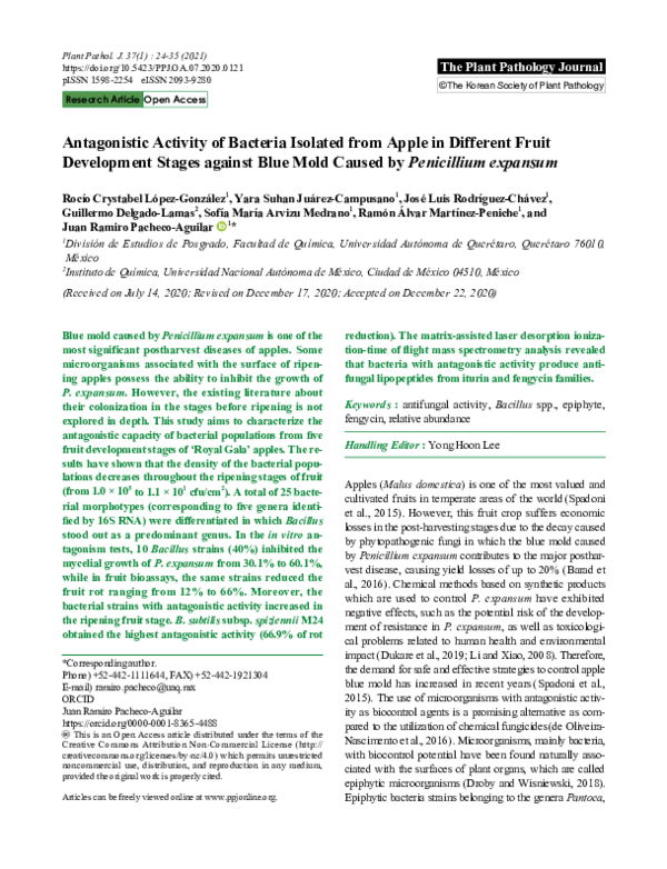 (PDF) Antagonistic Activity of Bacteria Isolated from Apple in ...
