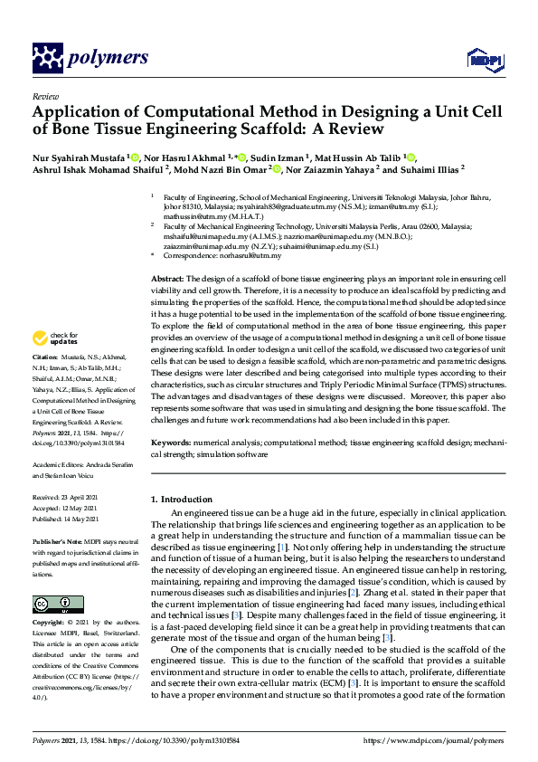 Pdf Application Of Computational Method In Designing A Unit Cell Of Bone Tissue Engineering