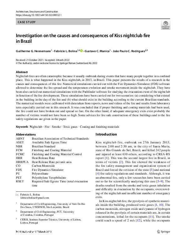 (PDF) Investigation on the causes and consequences of Kiss nightclub ...