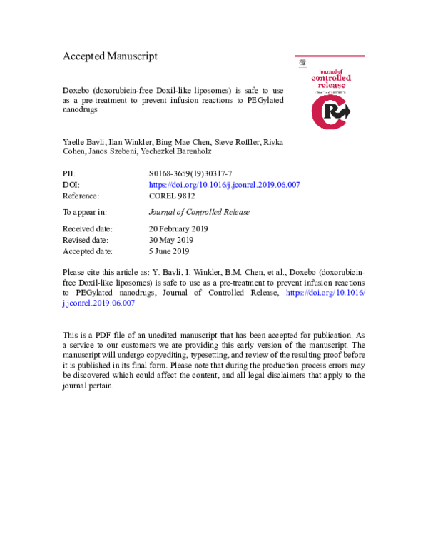 (PDF) Doxebo (doxorubicin-free Doxil-like liposomes) is safe to use as ...