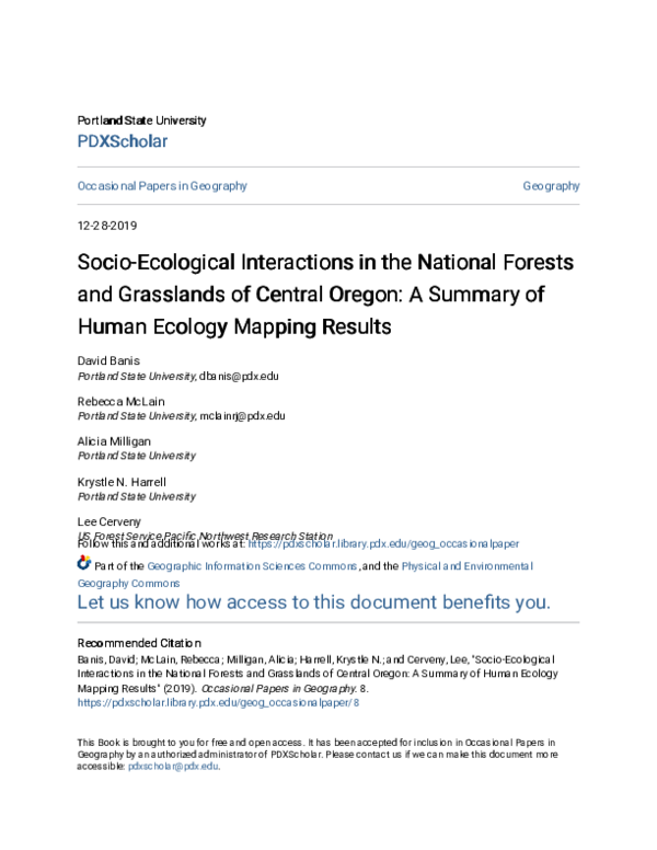 (PDF) Socio-Ecological Interactions in the National Forests and ...