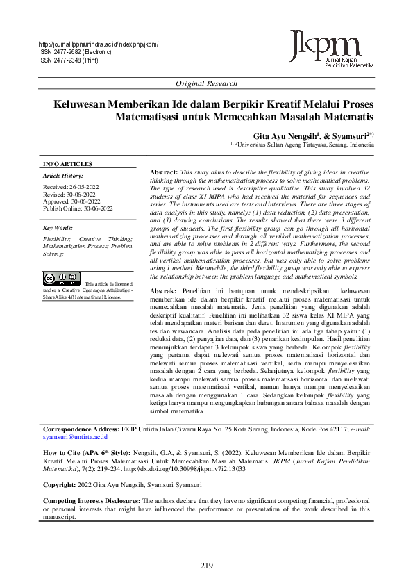 (PDF) Keluwesan Memberikan Ide dalam Berpikir Kreatif Melalui Proses ...