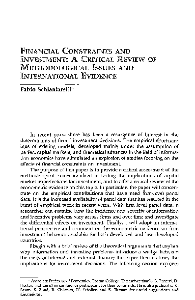 (PDF) Review of Financial Constraints on Investment
