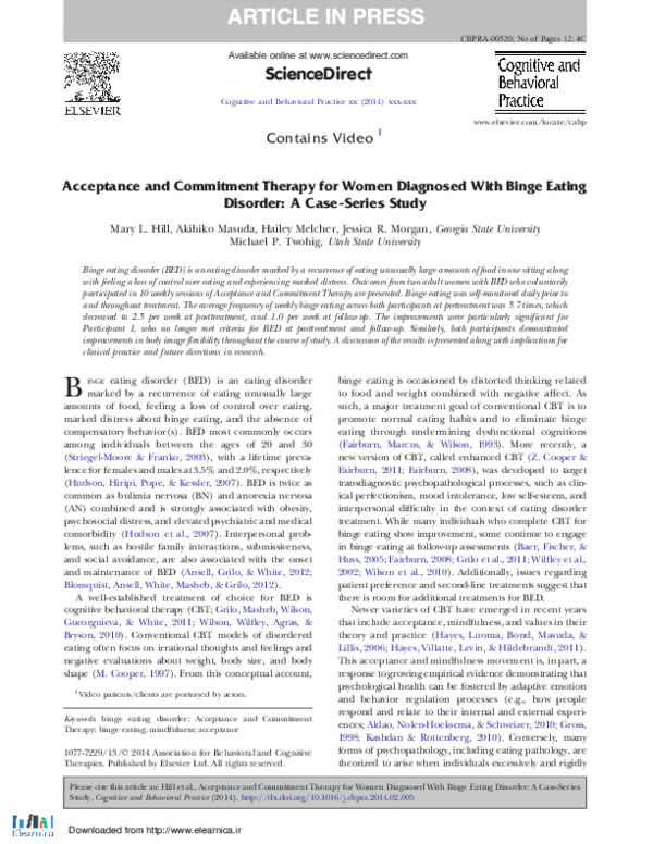 (PDF) Acceptance and Commitment Therapy for Women Diagnosed With Binge ...
