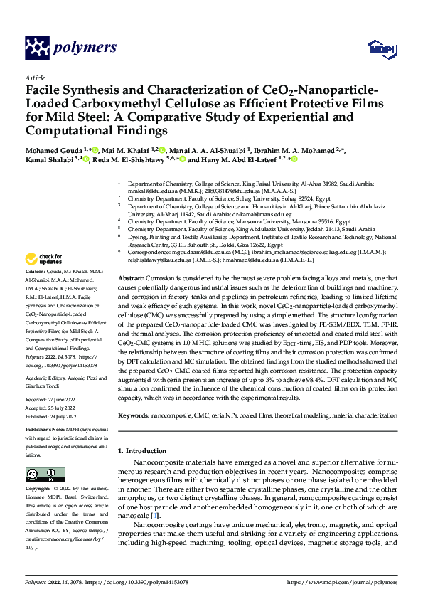 Pdf Facile Synthesis And Characterization Of Ceo2 Nanoparticle Loaded Carboxymethyl Cellulose