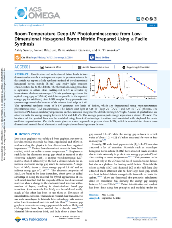 (PDF) Room-Temperature Deep-UV Photoluminescence from Low-Dimensional Hexagonal Boron Nitride ...