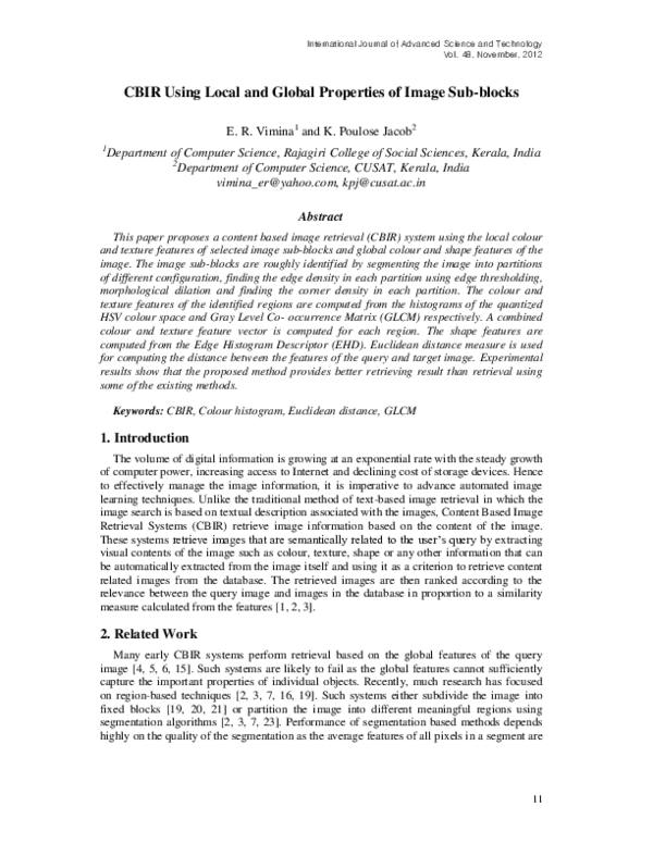 (PDF) CBIR using local and global properties of image sub-blocks