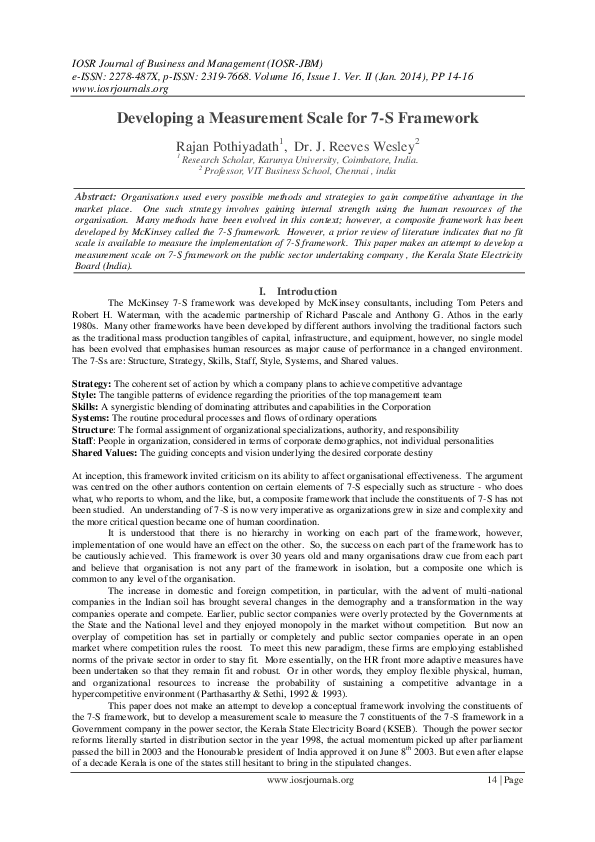 (PDF) Developing a Measurement Scale for 7-S Framework
