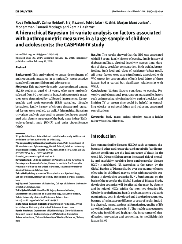 (PDF) A hierarchical Bayesian tri-variate analysis on factors associated with anthropometric ...