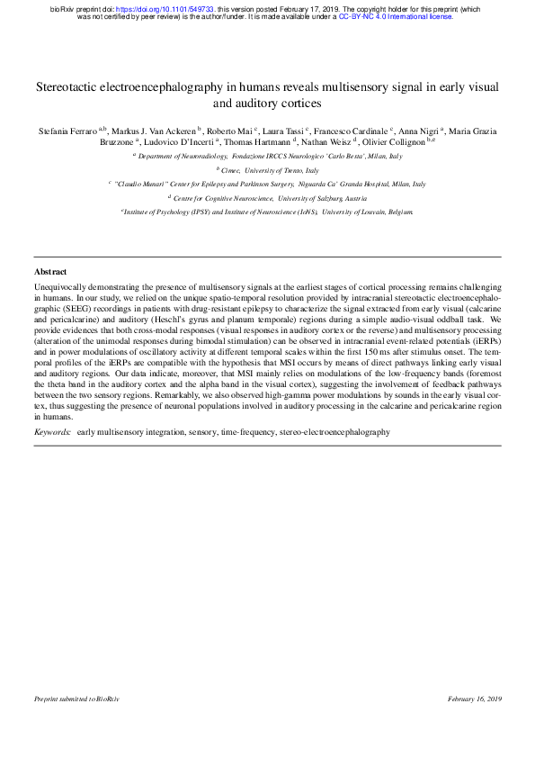 (PDF) Stereotactic electroencephalography in humans reveals ...