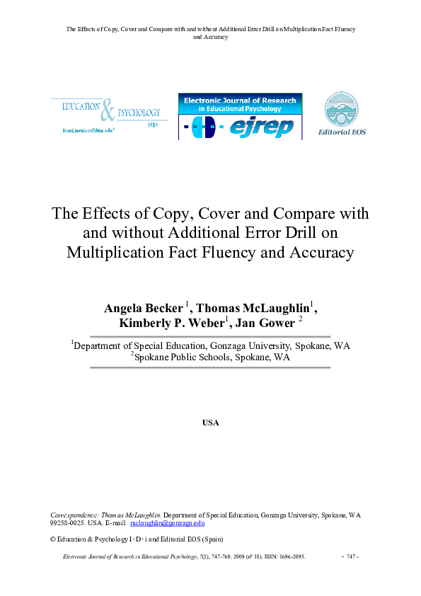 (PDF) The Effects of Copy, Cover and Compare with and without ...