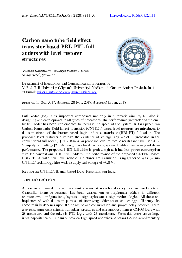 (PDF) Carbon nano tube field effect transistor based BBL-PTL full ...