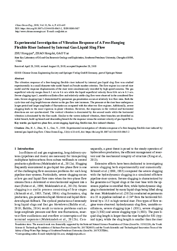 Pdf Experimental Investigation Of The Vibration Response Of A Flexible Tube Due To Simulated