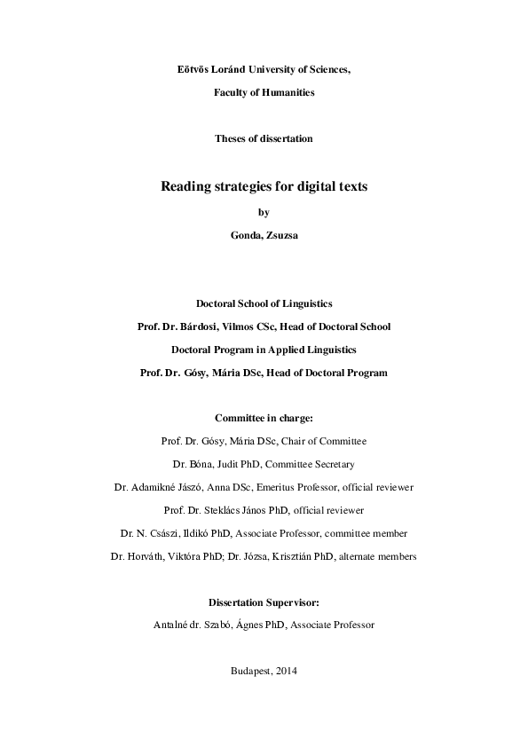 (PDF) Reading strategies for digital texts