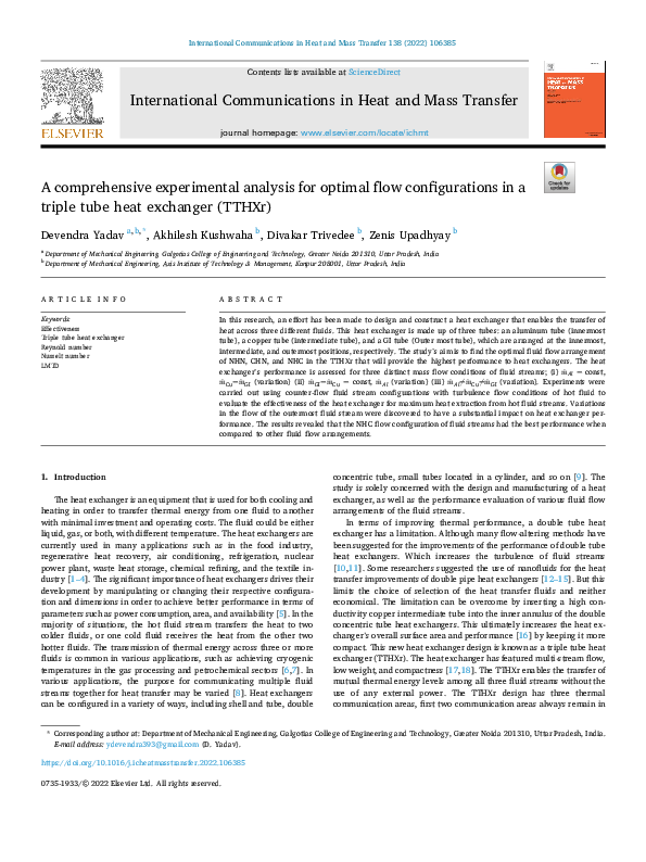 (PDF) A comprehensive experimental analysis for optimal flow configurations in a triple tube ...