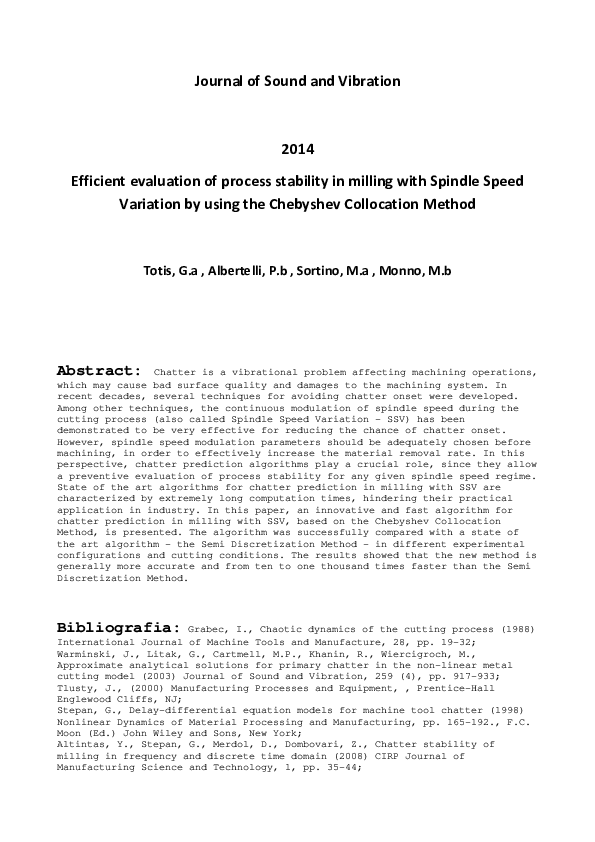(PDF) Efficient evaluation of process stability in milling with Spindle ...