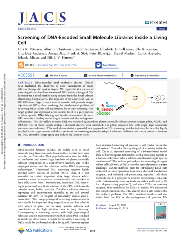 (PDF) Screening of DNA-Encoded Small Molecule Libraries inside a Living ...