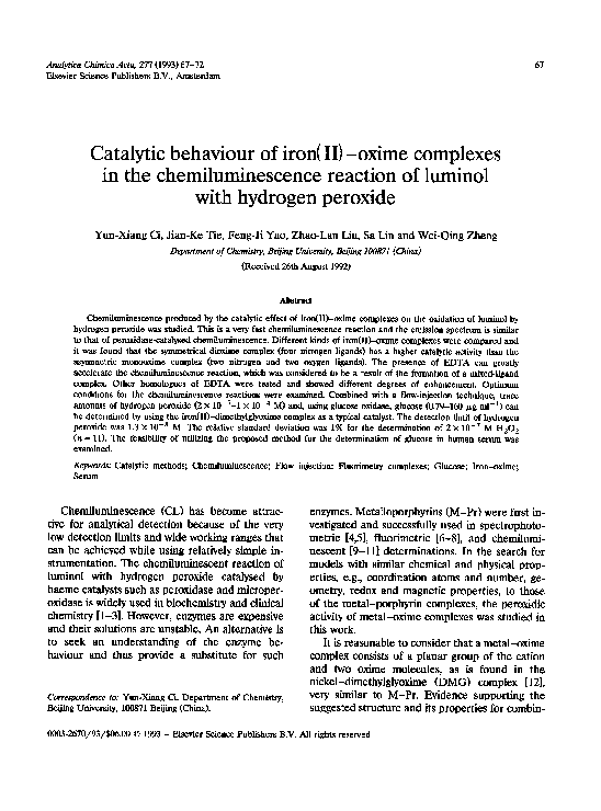 (PDF) Catalytic behaviour of iron(II)-oxime complexes in the ...