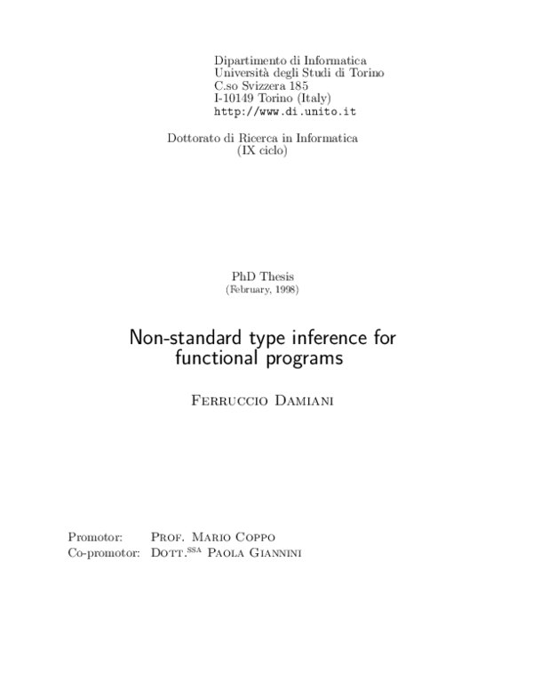 Pdf Non Standard Type Inference For Functional Programs Paola Giannini