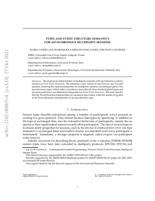 (PDF) Global Types and Event Structure Semantics for Asynchronous Multiparty Sessions | Paola ...
