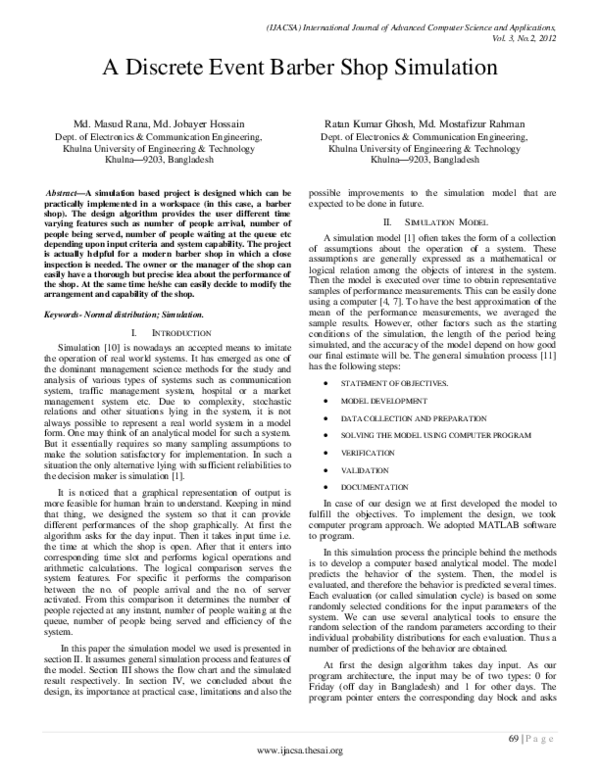 (PDF) A Discrete Event Barber Shop Simulation | Md.Masud Rana ...