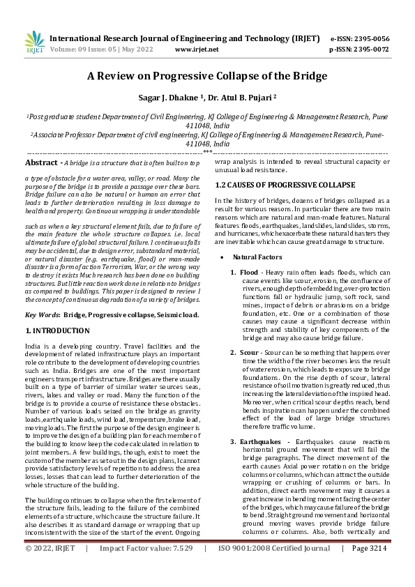 (PDF) A Review on Progressive Collapse of the Bridge