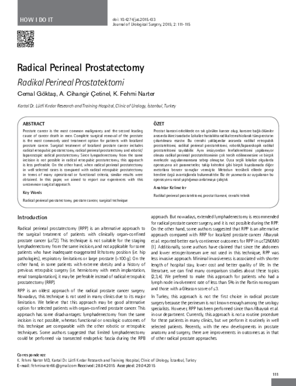 (PDF) Radical Perineal Prostatectomy