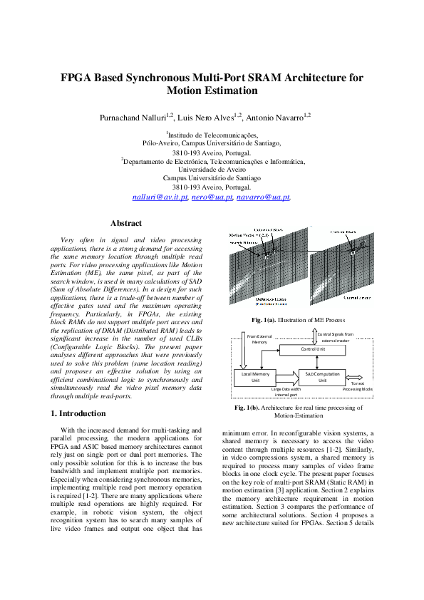 (PDF) FPGA Based Synchronous Multi-Port SRAM Architecture for Motion ...