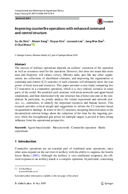 (PDF) Improving counterfire operations with enhanced command and control structure | Doyun Kim ...