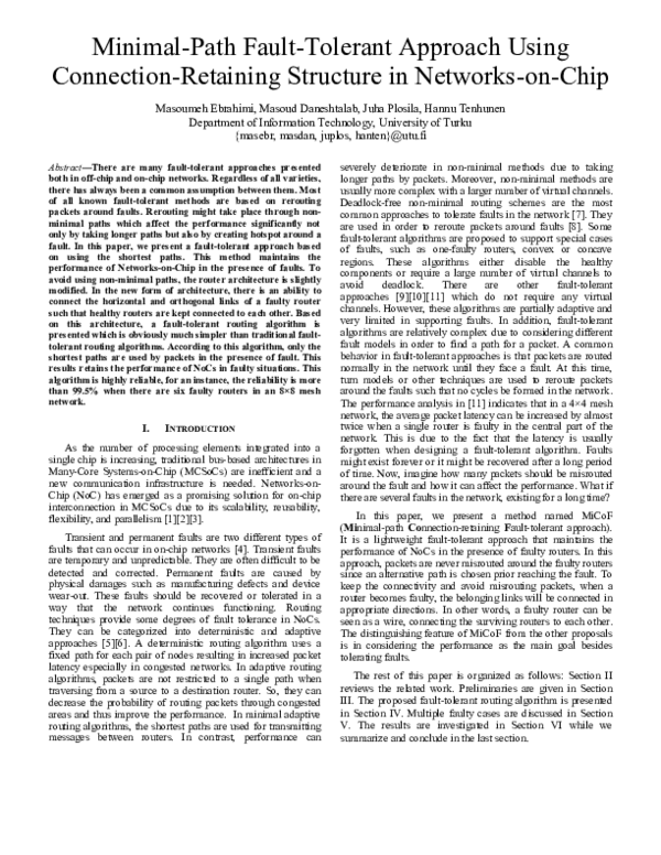 (PDF) Minimal-path fault-tolerant approach using connection-retaining structure in Networks-on-Chip