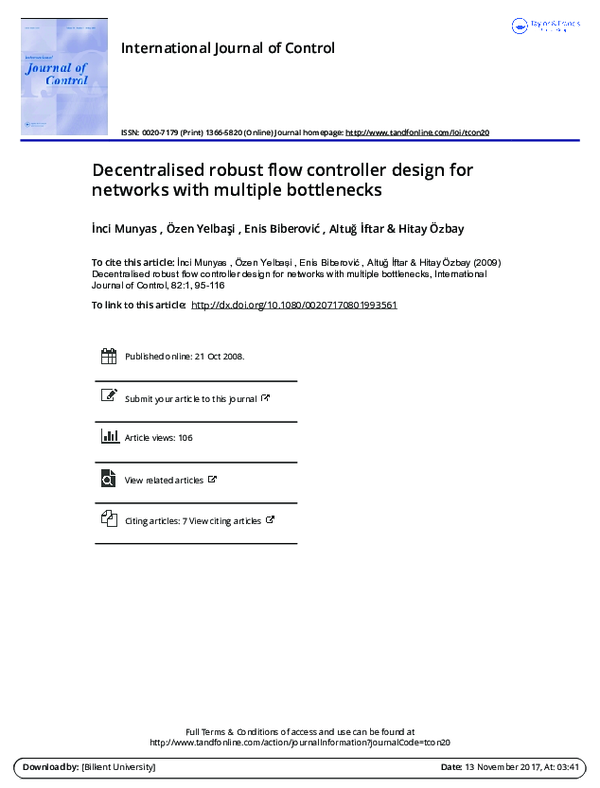 (PDF) Decentralised robust flow controller design for networks with ...
