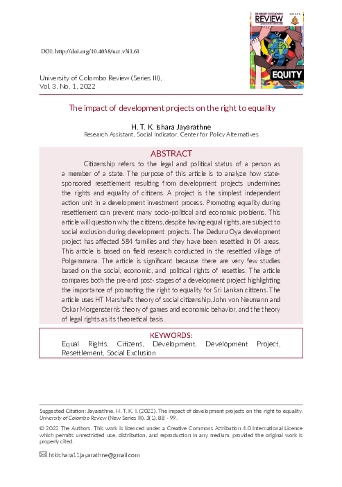 (PDF) The impact of development projects on the right to equality