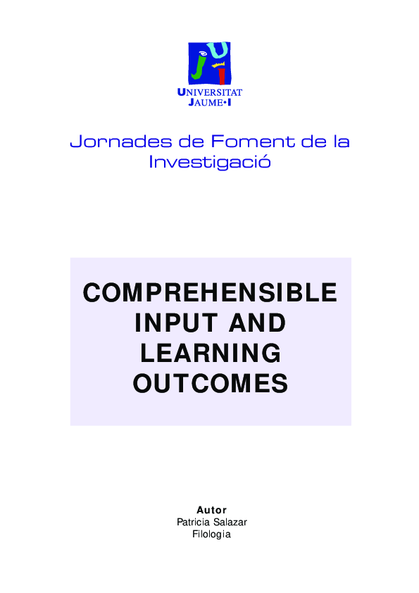 (PDF) Comprehensible Input and Learning Outcomes